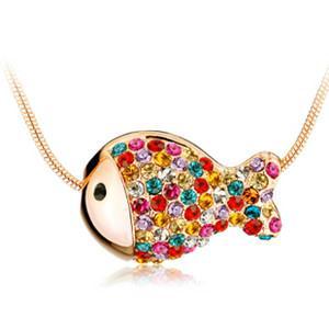 Colorful Rhinestone Fish Necklace Clavicle Chain on Luulla